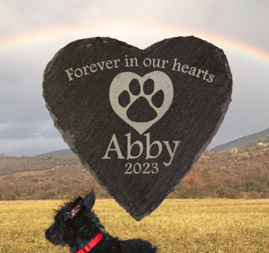 Heart Shape Slate Personalized Pet Memorial Garden Stone Engraved Dog ...