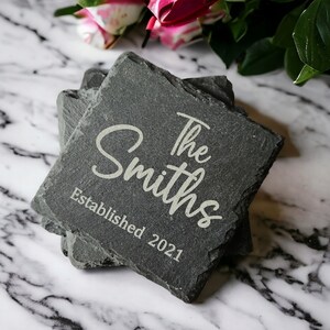 Engraved Slate Coasters, Set of Four -4- Slate Drink Coasters, Custom ...