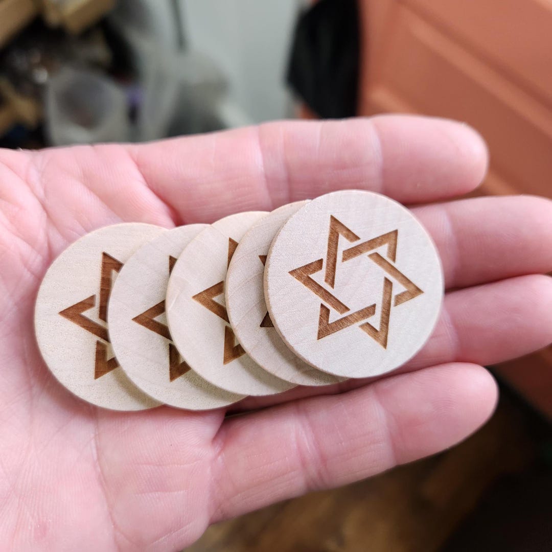 Star of David Wooden Tokens, Set of 5. Jewish Wooden Handout Tokens for ...