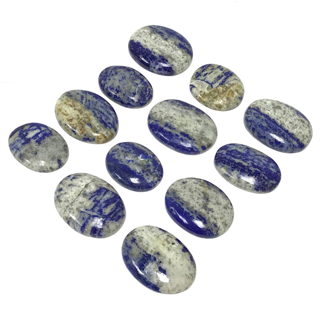 Lapis Lazuli Worry Stone – Pocket Thumb Stone With Indent for Anxiety ...
