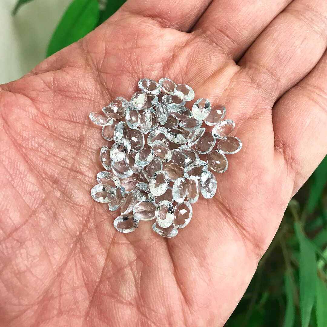 Natural Aquamarine Cut Stone 7 X 5mm Oval Cut Stone Loose Gemstone ...