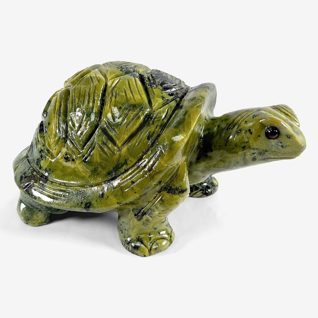 Hand-carved Serpentine Turtle Gemstone Animal Carving, Natural Gemstone ...