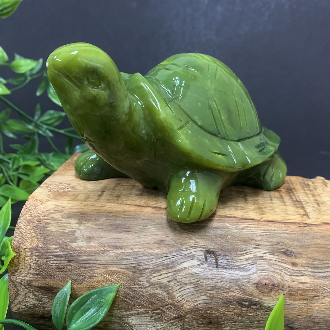 Hand-carved Nephrite Jade Turtle Gemstone Animal Carving, Natural ...