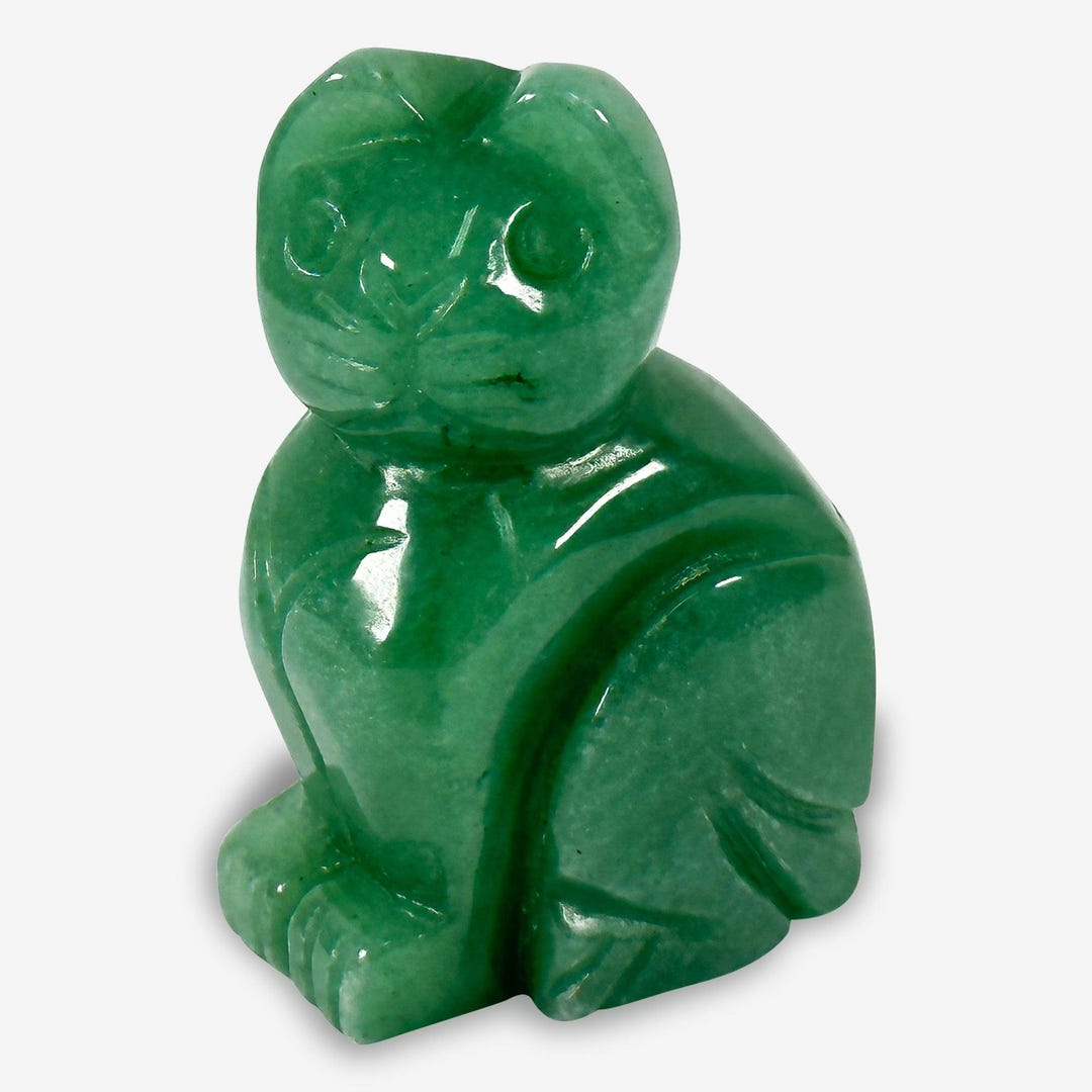 Hand-carved Aventurine Cat Gemstone Animal Carving - Etsy