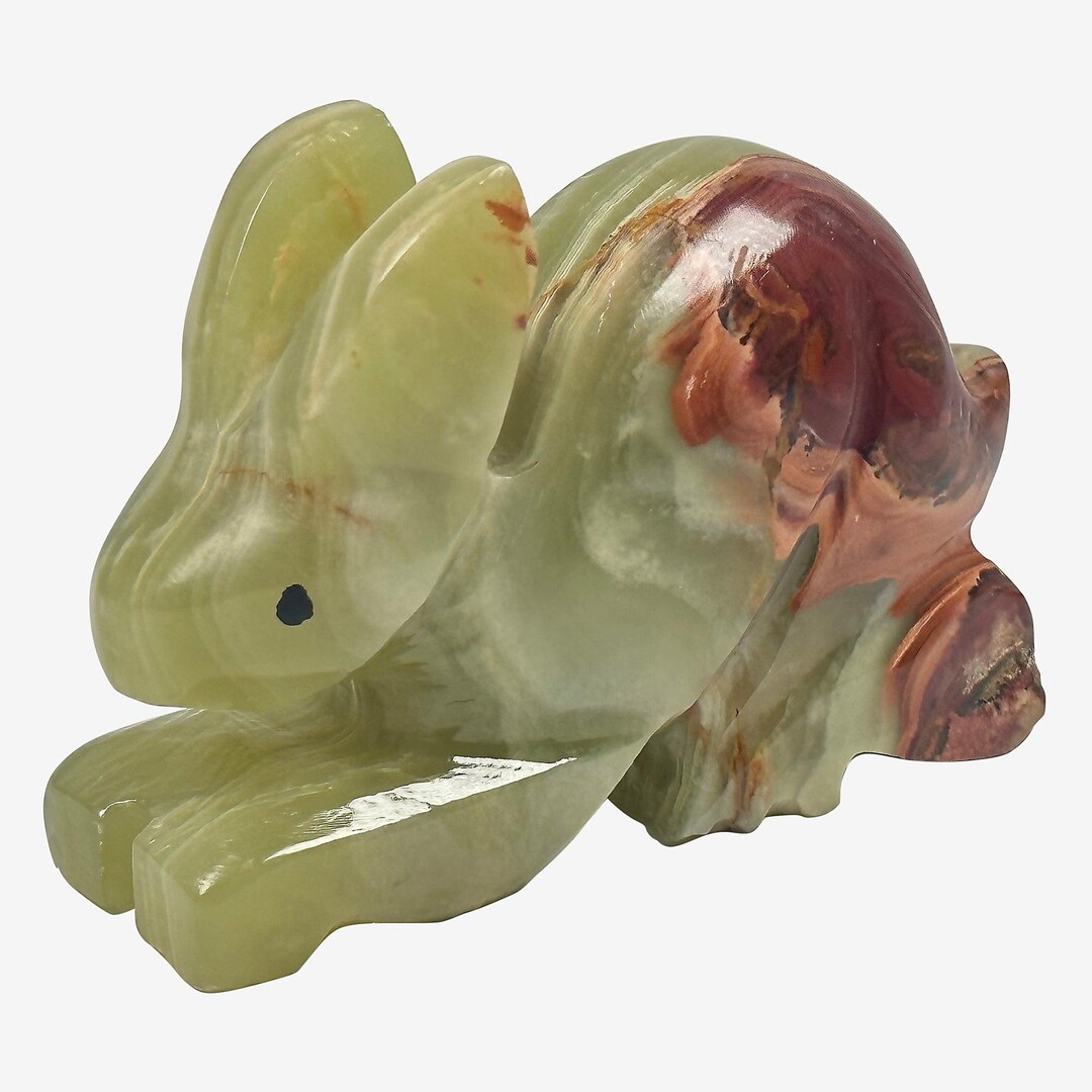 Hand Carved Rabbit Green Onyx Animal Figurine - Etsy