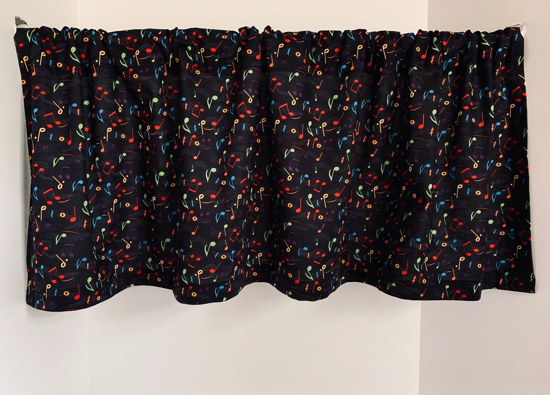 Music Notes Window Valance: Bright Colors on Black, 42" W X 14" L - Etsy