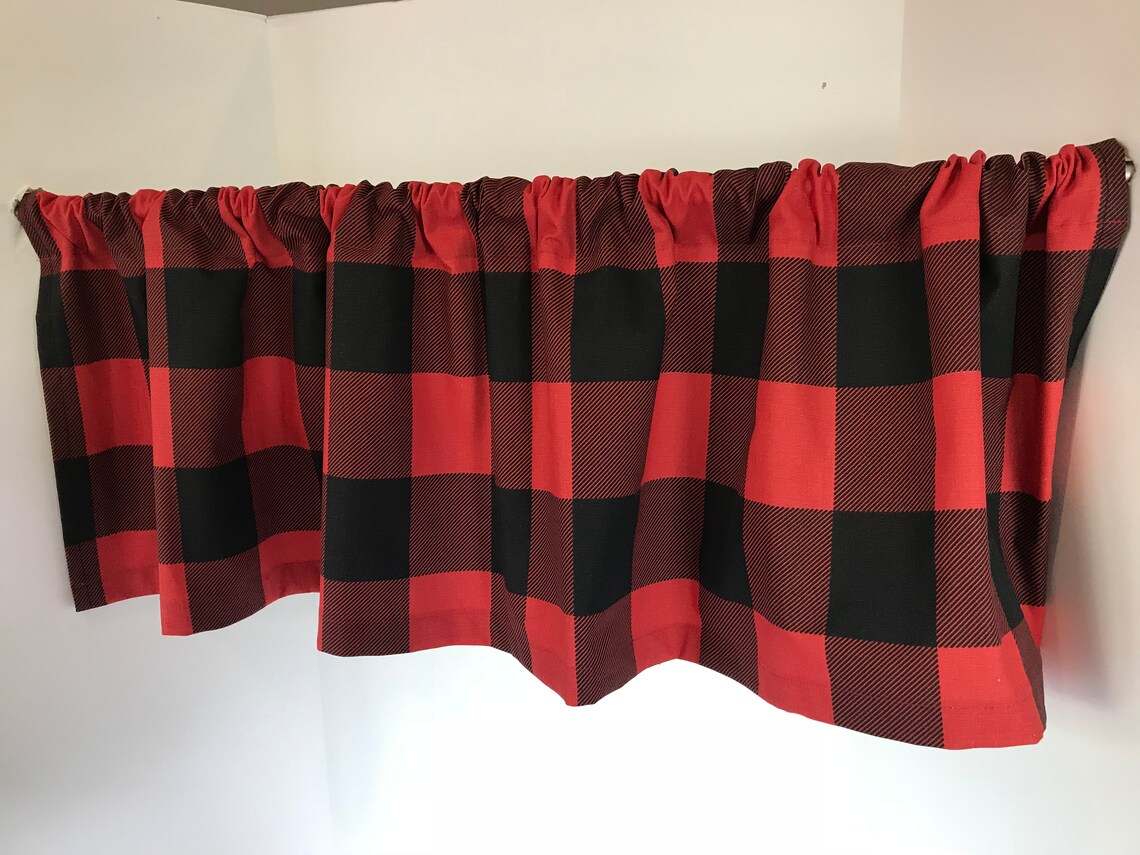 Valance Black and Red Buffalo Check Plaid Window Treatment - Etsy
