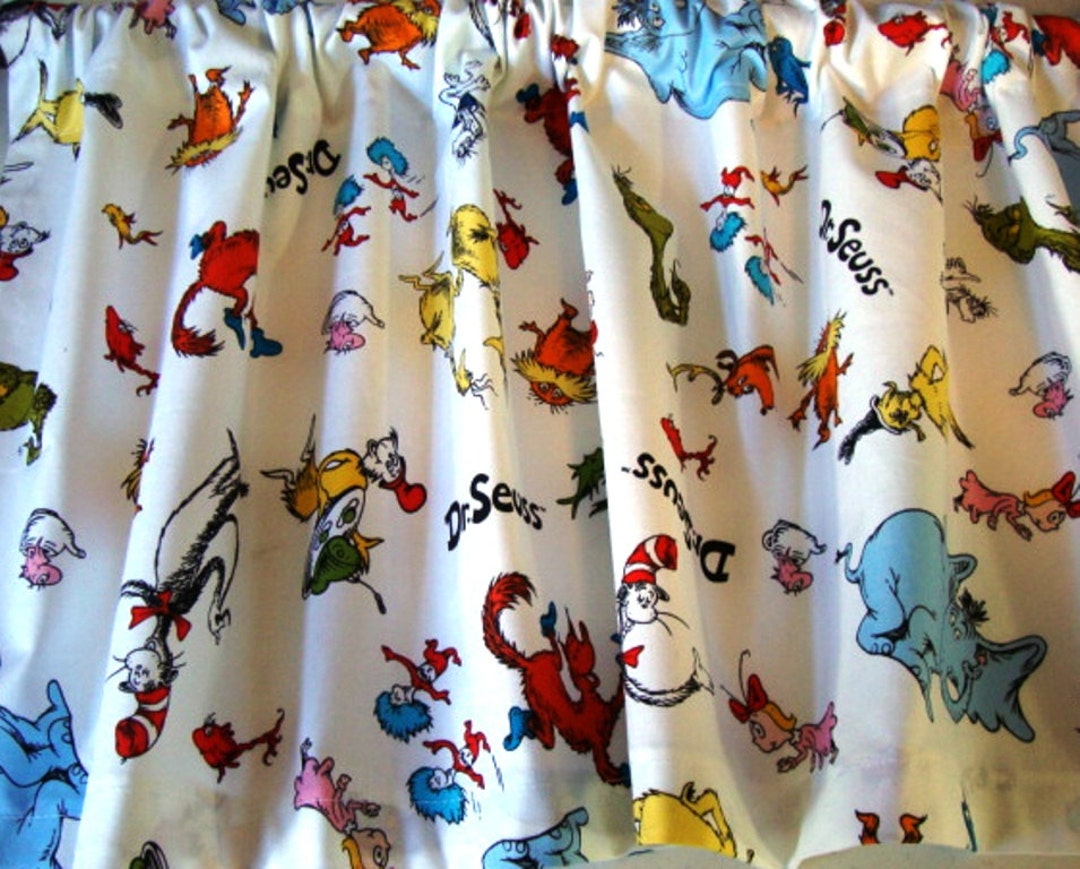 Valance Dr. Seuss Characters on White Background Window Treatment ...