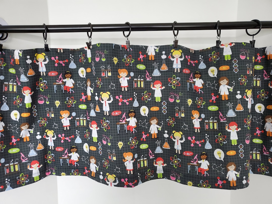 Valance School Classroom School Science Theme Handmade Window Treatment ...