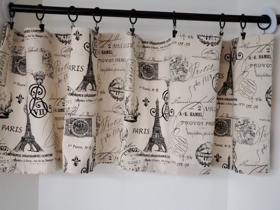 Valance Paris French Script Symbols French Country Cream and - Etsy Finland
