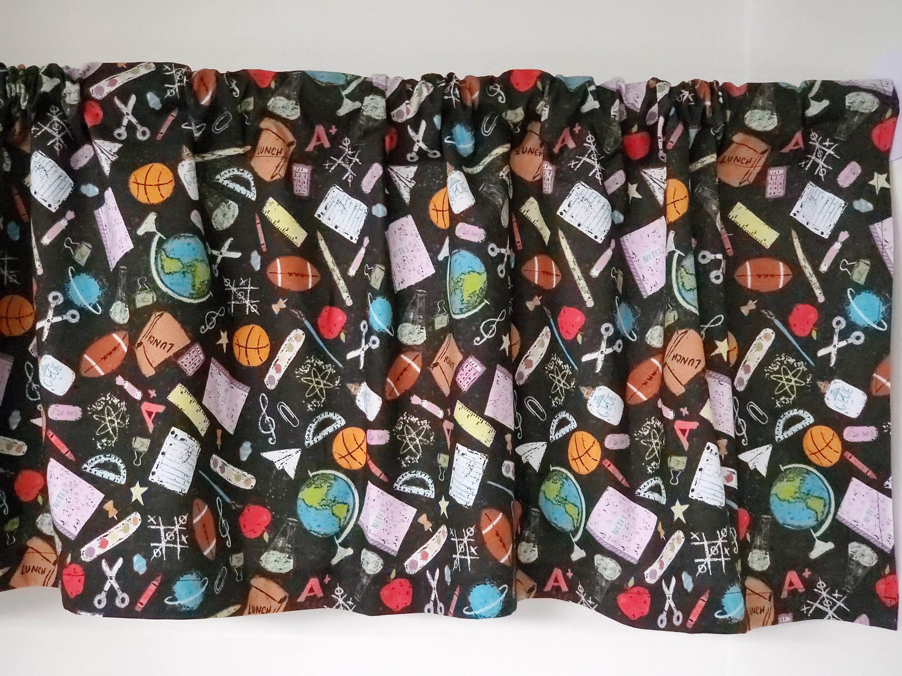 Valance Classroom School Supplies Symbols Window Treatment for | Etsy