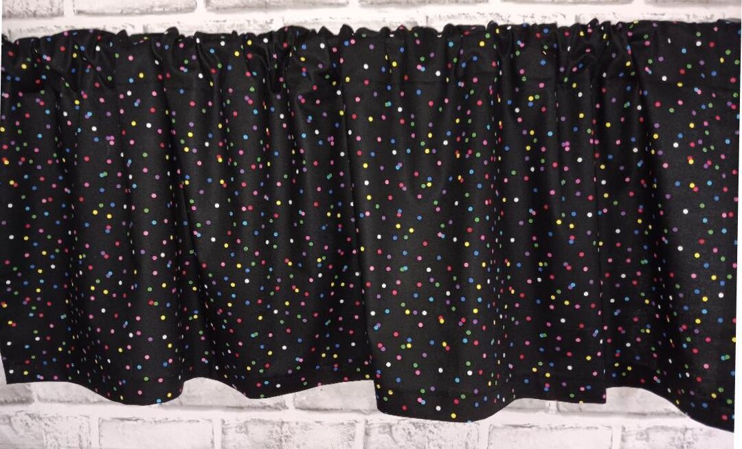 Polka Dot Window Valance, Colorful Cotton Classroom Decor (42" W X 15 ...
