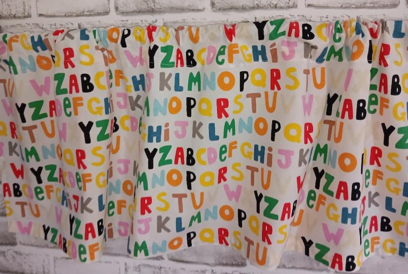 Valance School Classroom School Colorful Alphabet on Creamy White ...