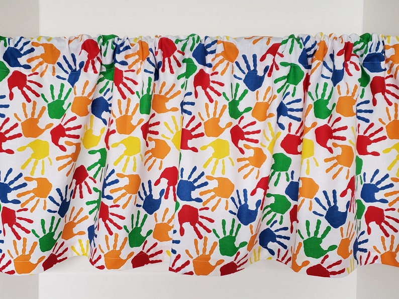 Valance School Classroom School Hand Prints Bright Colors Kids | Etsy