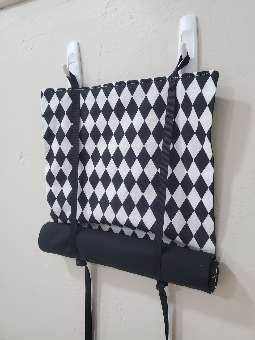 Classroom Door Security Curtain Roll up Black and White Harelquin ...