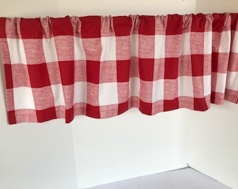 Valance Black and Red Buffalo Check Plaid Window Treatment | Etsy