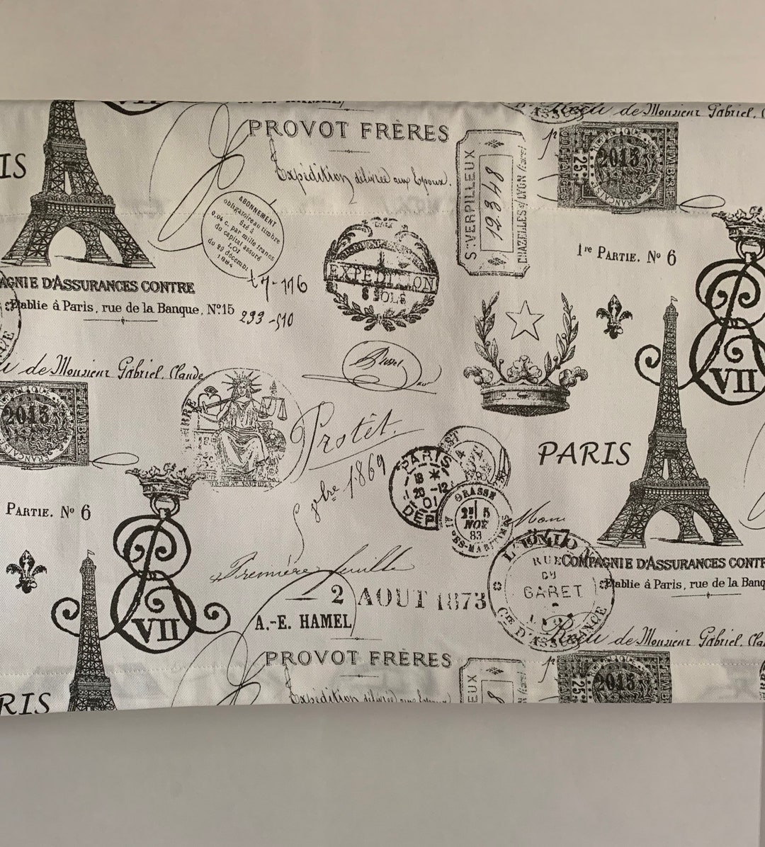 French Country Curtains, Paris Script, Creamy White & Gray Cotton - Etsy