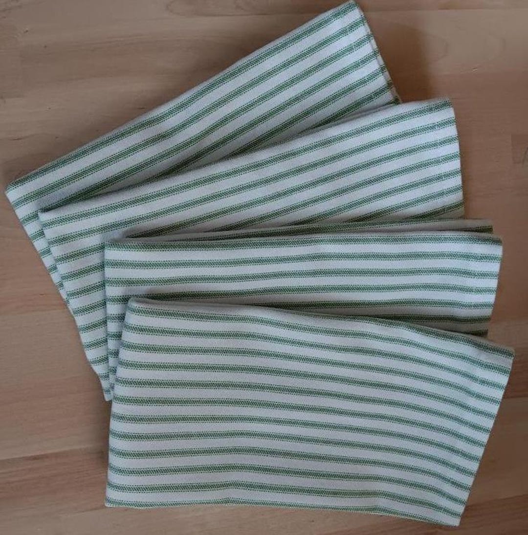 Green Ticking Stripe Cloth Napkins, Set of 4, 18x18 Cotton - Etsy
