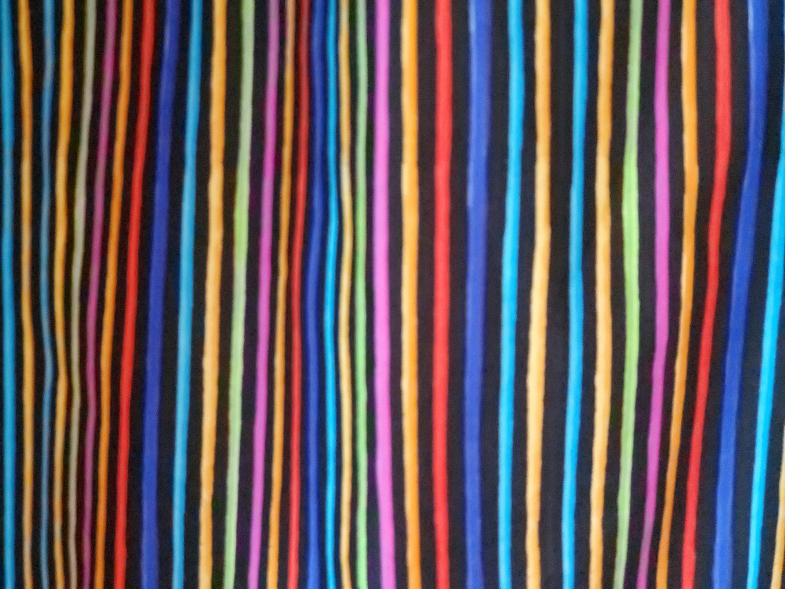 Valance Neon Colorful Stipes on Black Background Window Treatment 42" W ...
