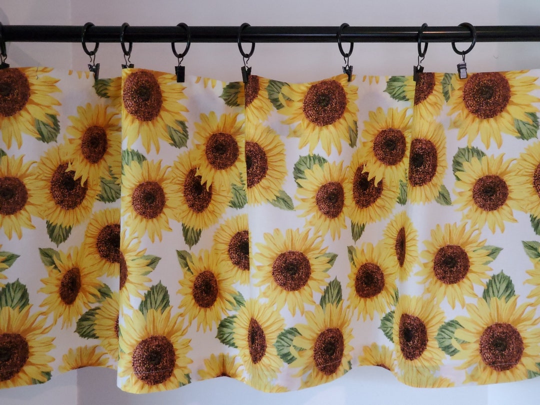 Valance Sunflowers on White Background Window Treatment 42" W X 14" L ...