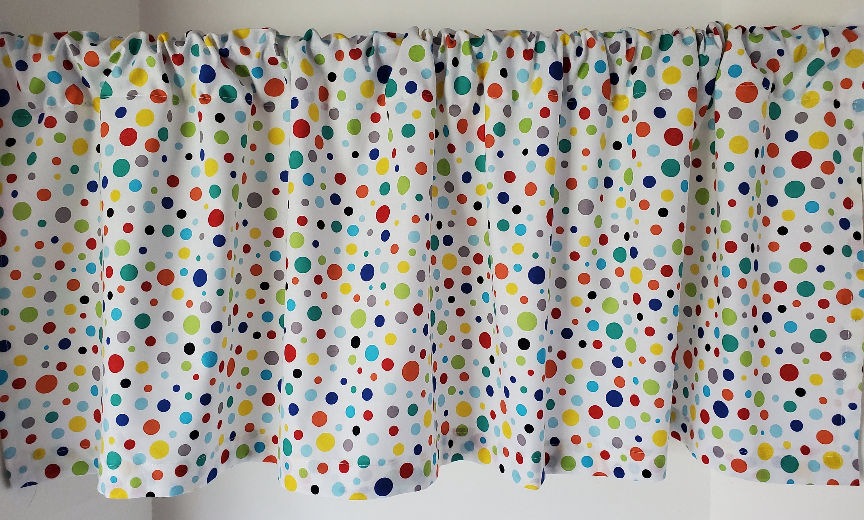 Valance Multi Color Polka Dots Handmade Window Treatment 42 W | Etsy