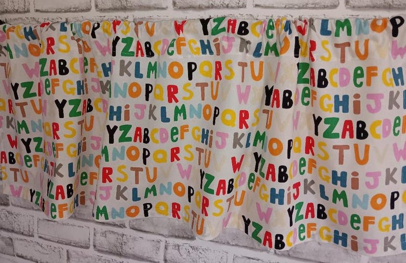 Valance School Classroom School Colorful Alphabet on Creamy White ...