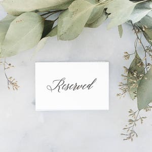 Elegant Reserved Table Place Cards PDF Instant Download - Etsy
