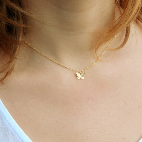 Gold Butterfly Necklace Simple Necklace Dainty Necklace | Etsy