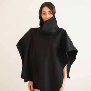High Collar Wool Mini Cape and Eco Leather / Women's Mini Winter Cape ...