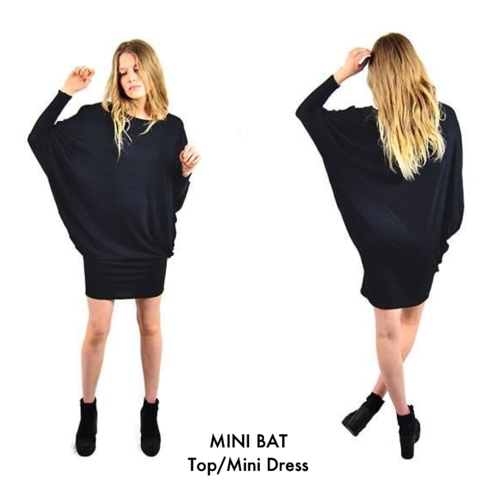 MINI BAT Maxi Top Mini Dress, Oversize Batwing Sleeves Shape, Must Have ...
