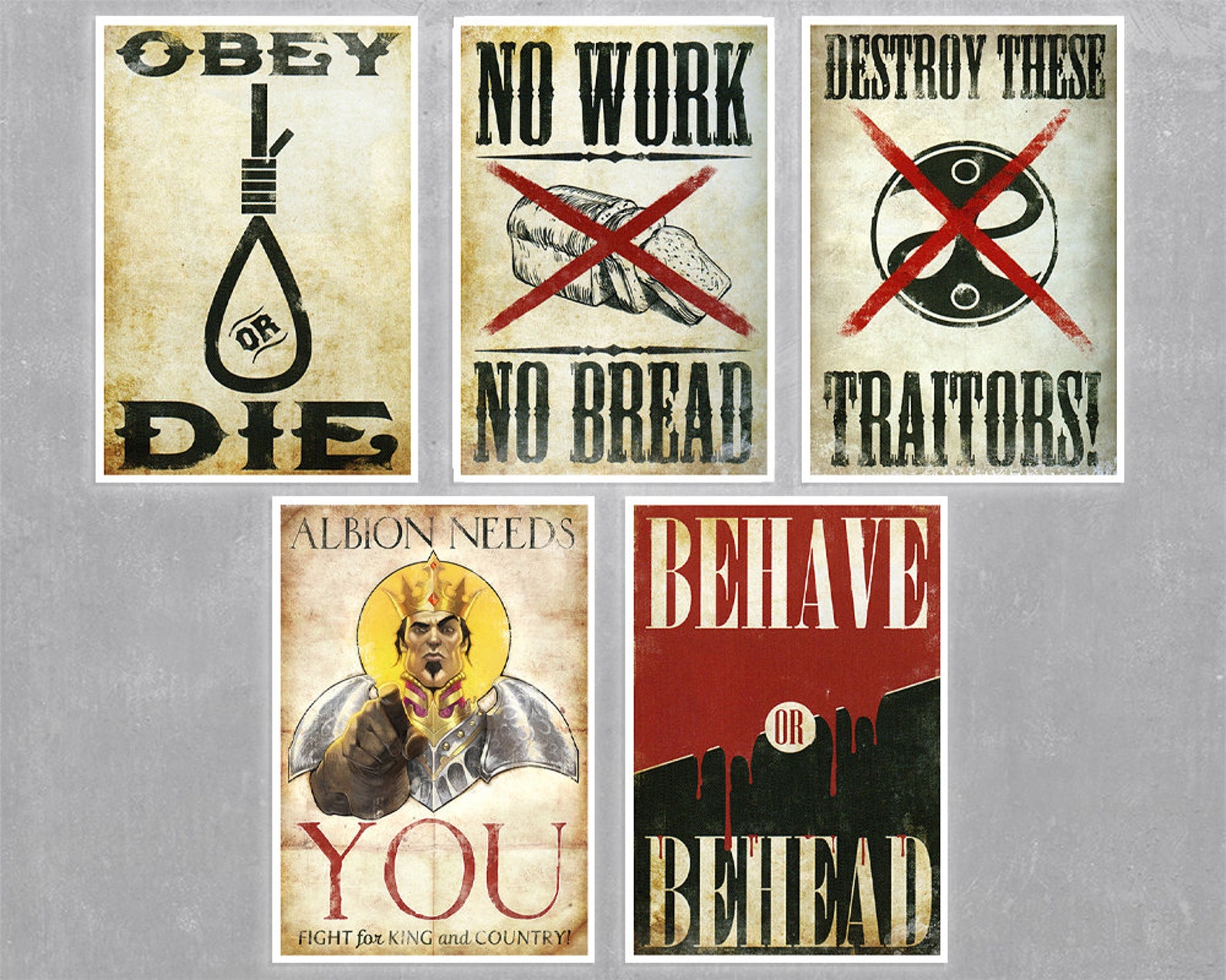 Fable 3 Villainous Propaganda Posters Set of 5 | Etsy