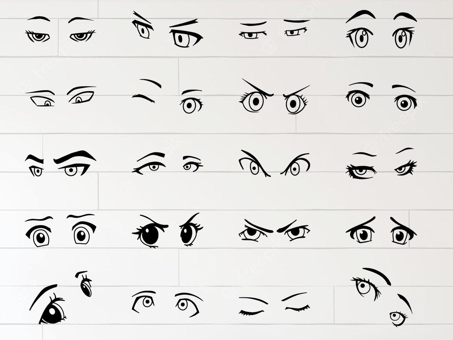 Cartoon Manga Anime Eyes SVG Vector Clipart Bundle Cut Files - Etsy