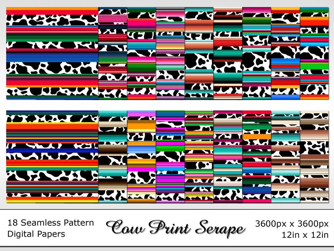 Cow Print Mexican Serape Digital Paper Seamless Stripes Pattern ...