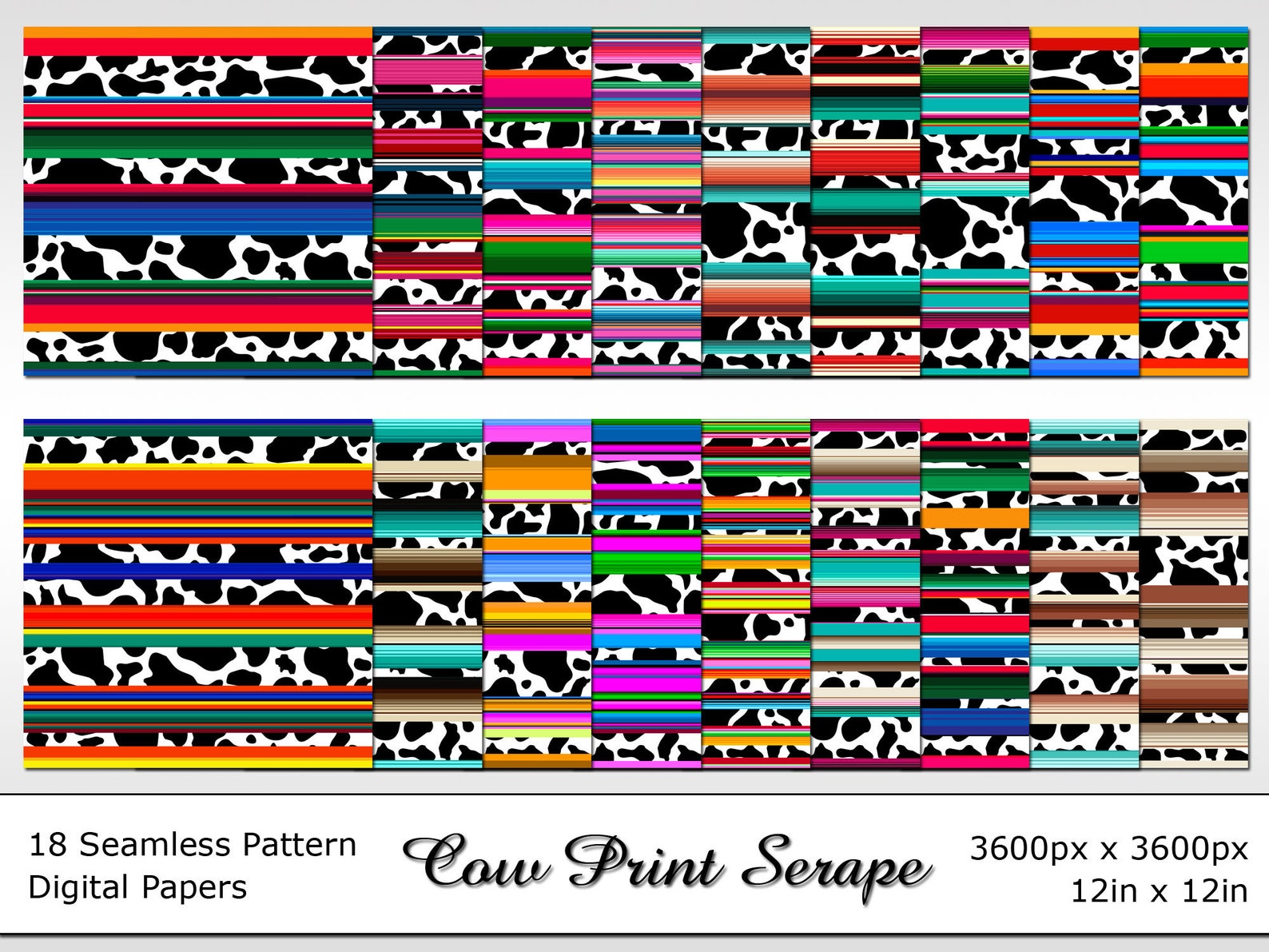 Cow Print Mexican Serape Digital Paper Seamless Stripes - Etsy
