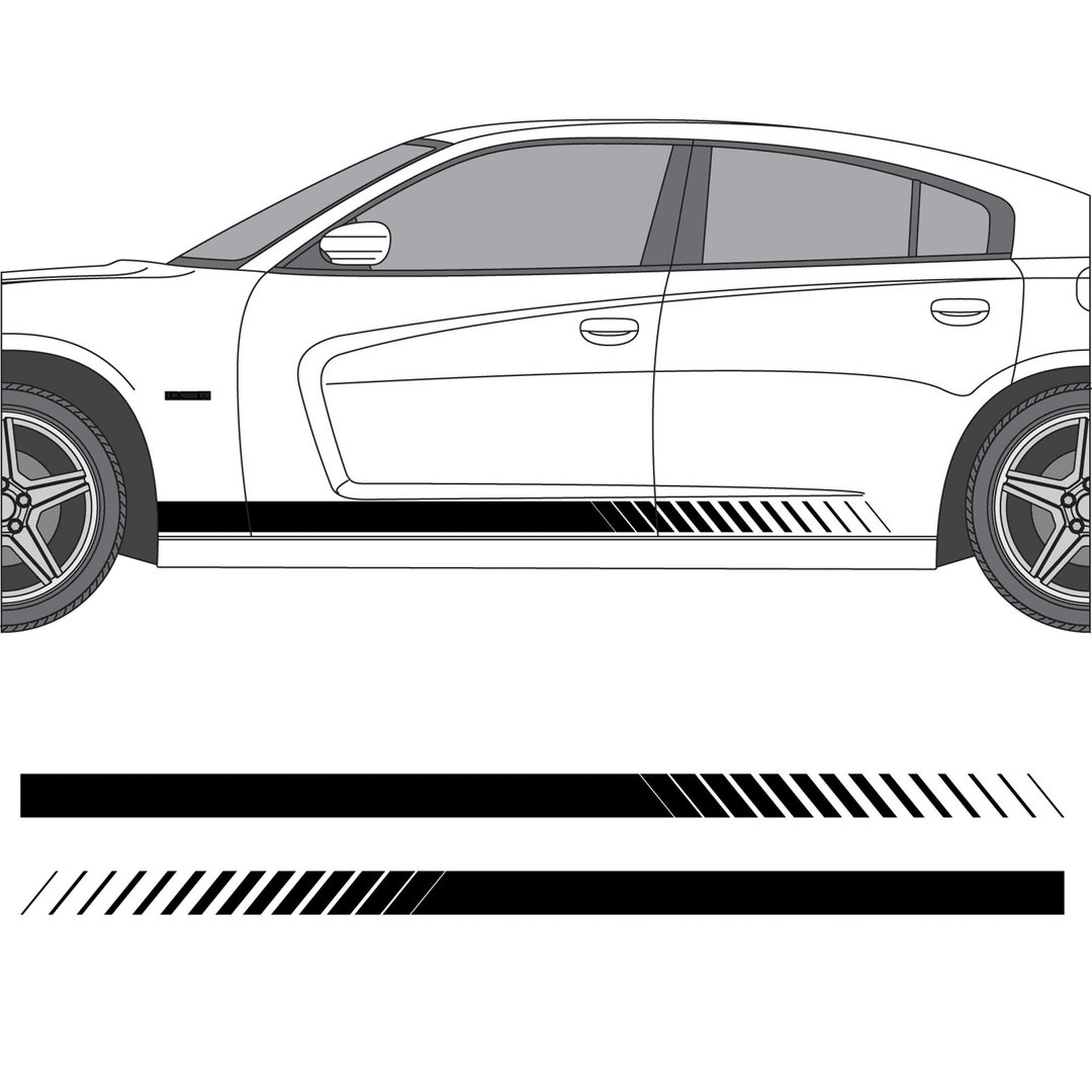 Faded Rocker Panel Racing Stripes for Dodge Charger 3M Vinyl Decal Kit ...