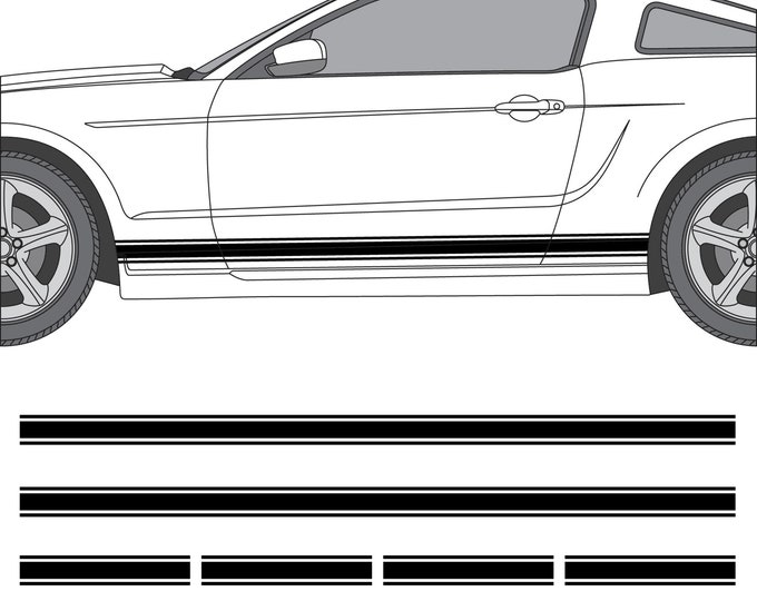 Set of Full Body Stripes Decal Compatible With Ford Mustang Hood Wrap ...