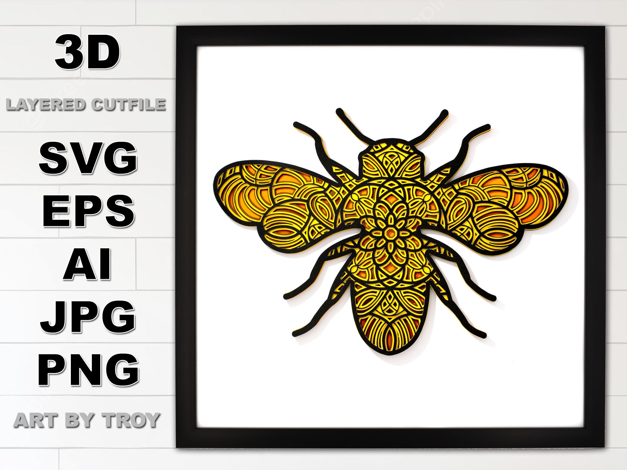 3D Layered Honey Bee Mandala SVG Cut File Design for Cricut - Etsy ...