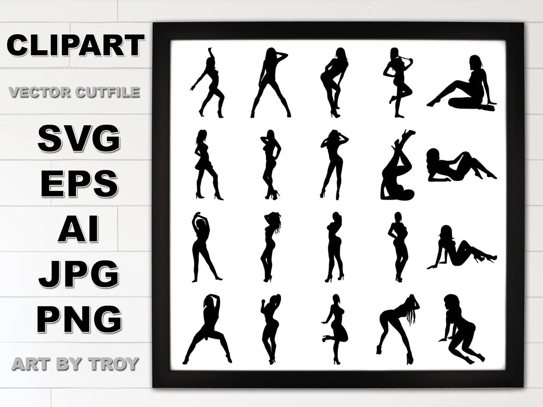 Sexy Woman Girl Lady Silhouette Svg Vector Clipart Bundle Etsy