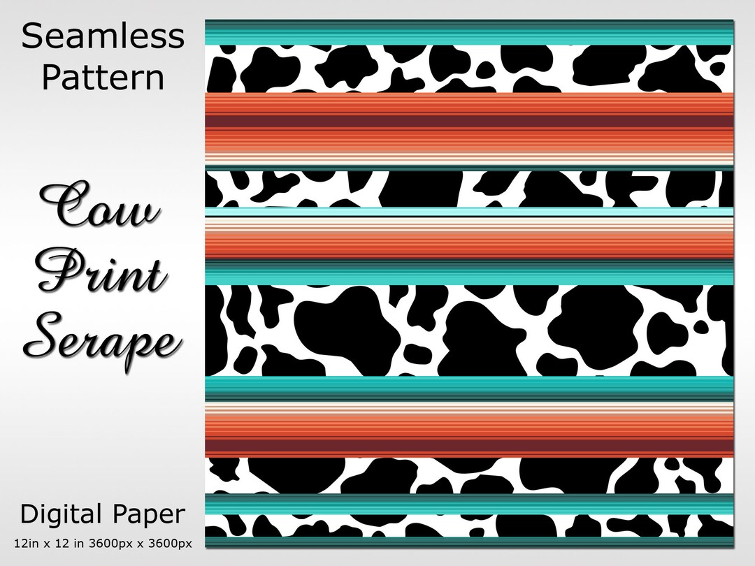 Cow Print Mexican Serape Digital Paper Seamless Pattern Scrapbook and ...
