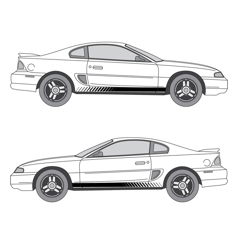 Faded Rocker Panel Racing Stripes for Ford Mustang 3M Vinyl Decal Kit ...