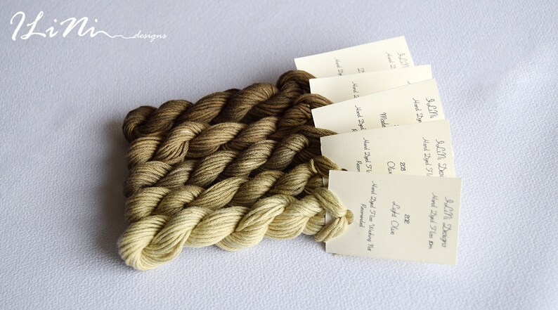 Hand Dyed Cotton Thread / Floss 6 Strands Moderate Olive 204 for Cross ...