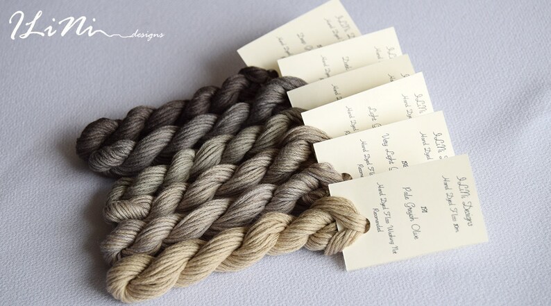 Hand Dyed Cotton Thread / Floss 6 Strands Light Greyish Olive 193 for ...