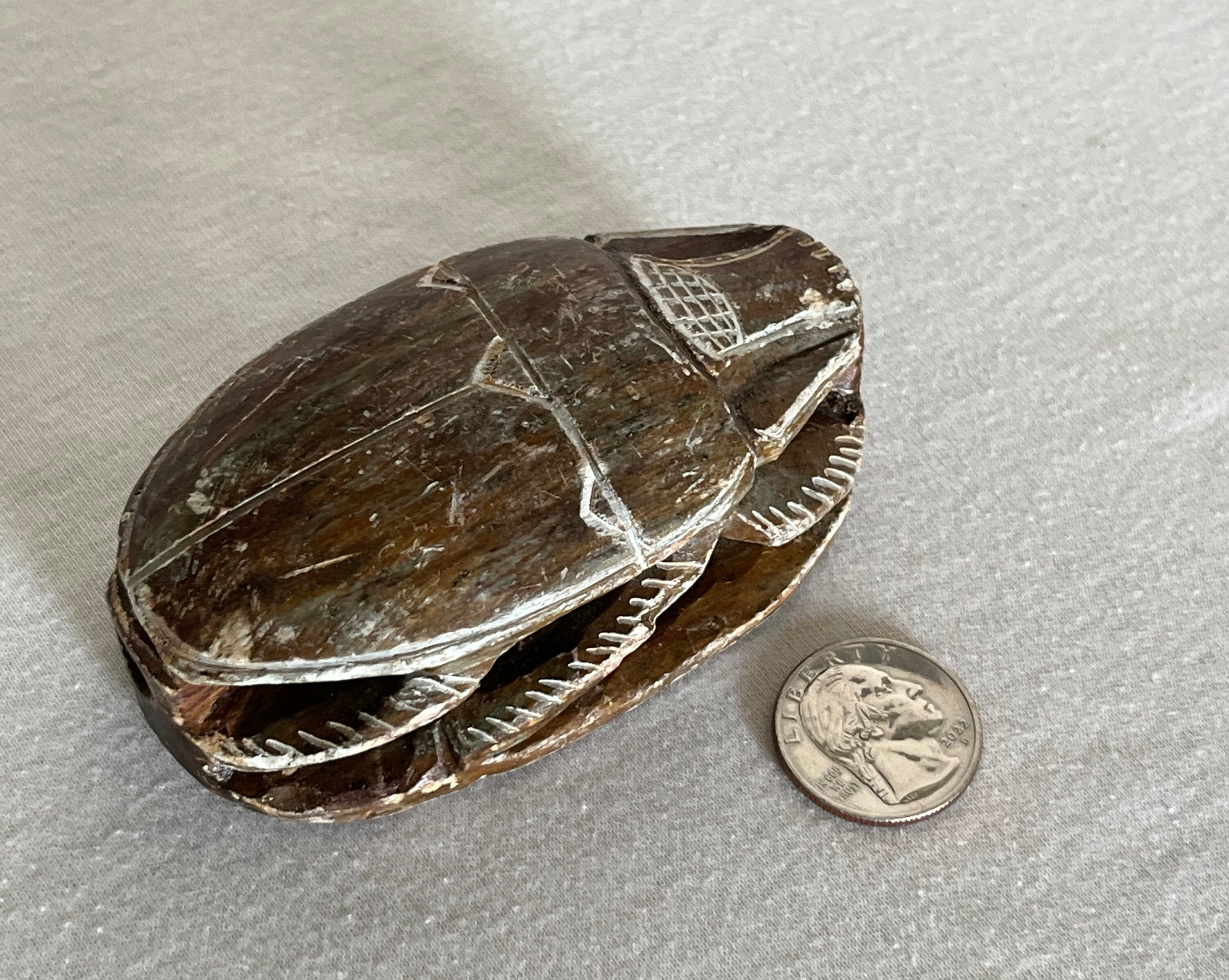 Beautiful Vintage Egyptian Scarab Brown Carved Stone Statue Altar Home ...