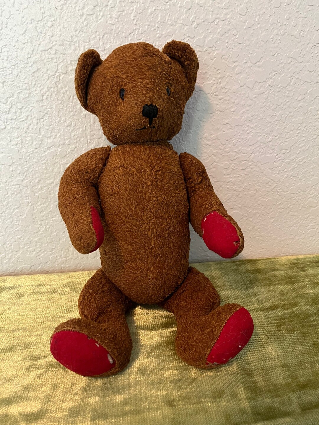 Sweet Vintage 14 Inch Cinnamon Brown Jointed Artist Teddy Bear With Red ...