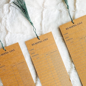 Kraft Reading List Bookmark Book Tracker Librarian Gift for Her Reader ...