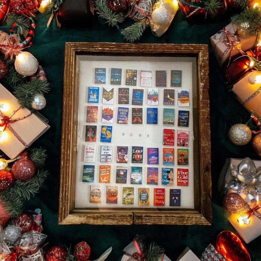 Mini Book Shadow Box Frame Display - Year in Books Christmas Gift for ...