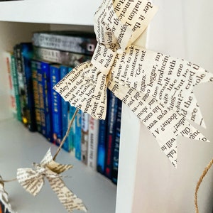 Paper Book Page Bow Garland of Recycled Book Bowties Book Themed Home ...