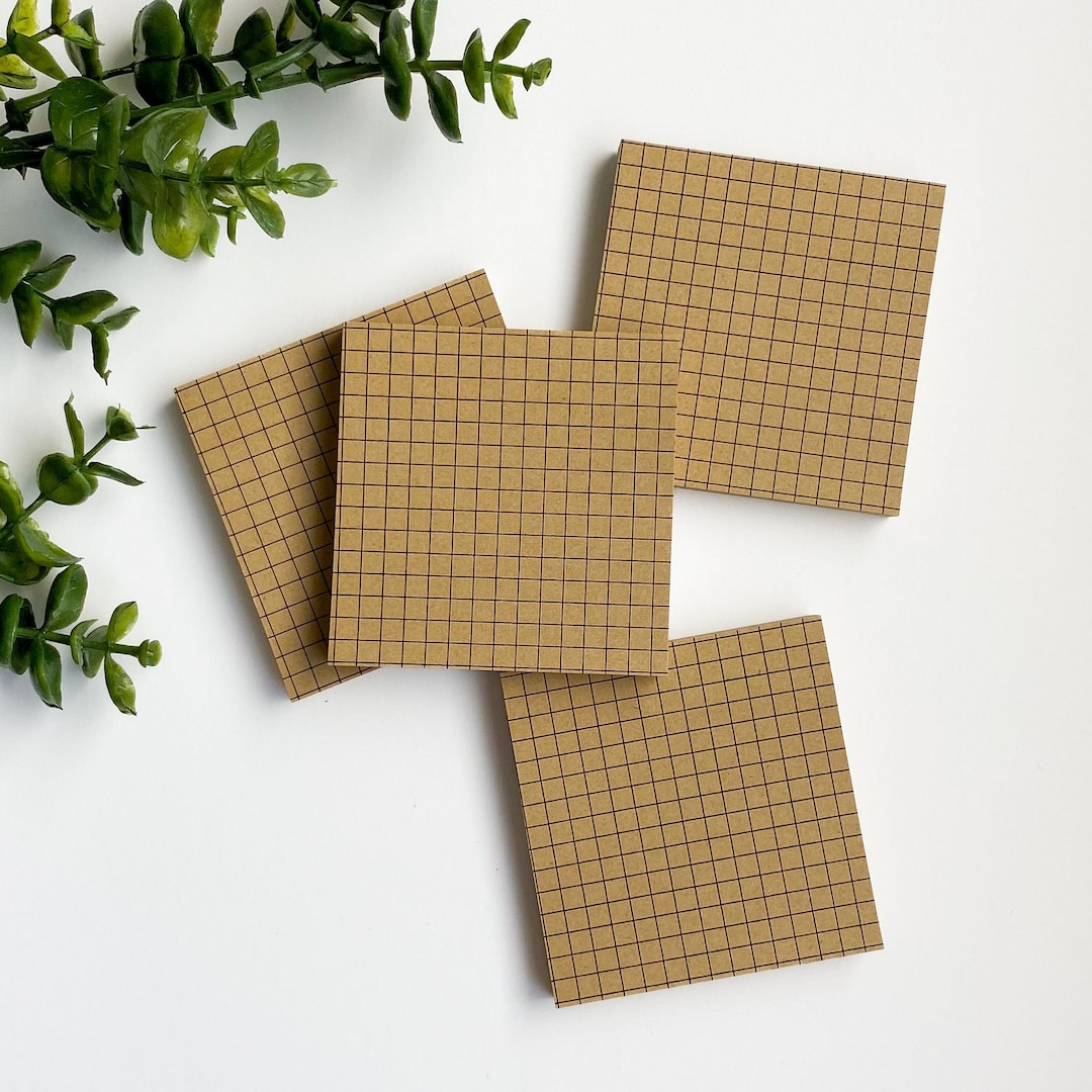 Kraft Grid Sticky Notes: 3x3 Study Note Pads (80 Sheets) - Etsy