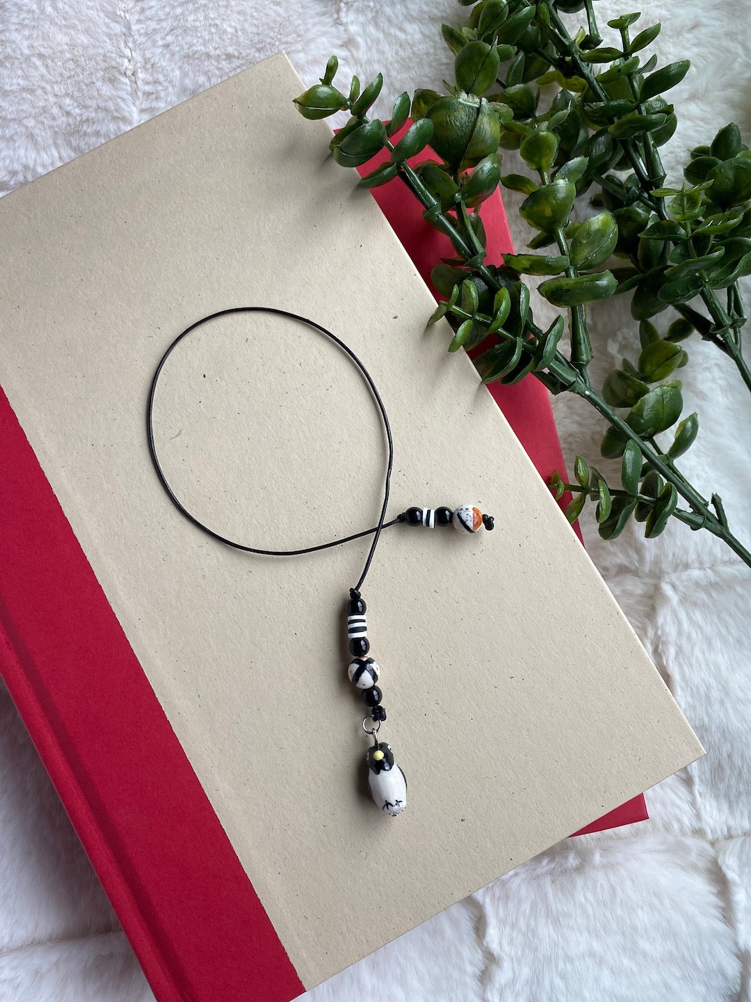 Beaded String Bookmark Thong Bookmark String Book Thong Beaded Bookmark ...