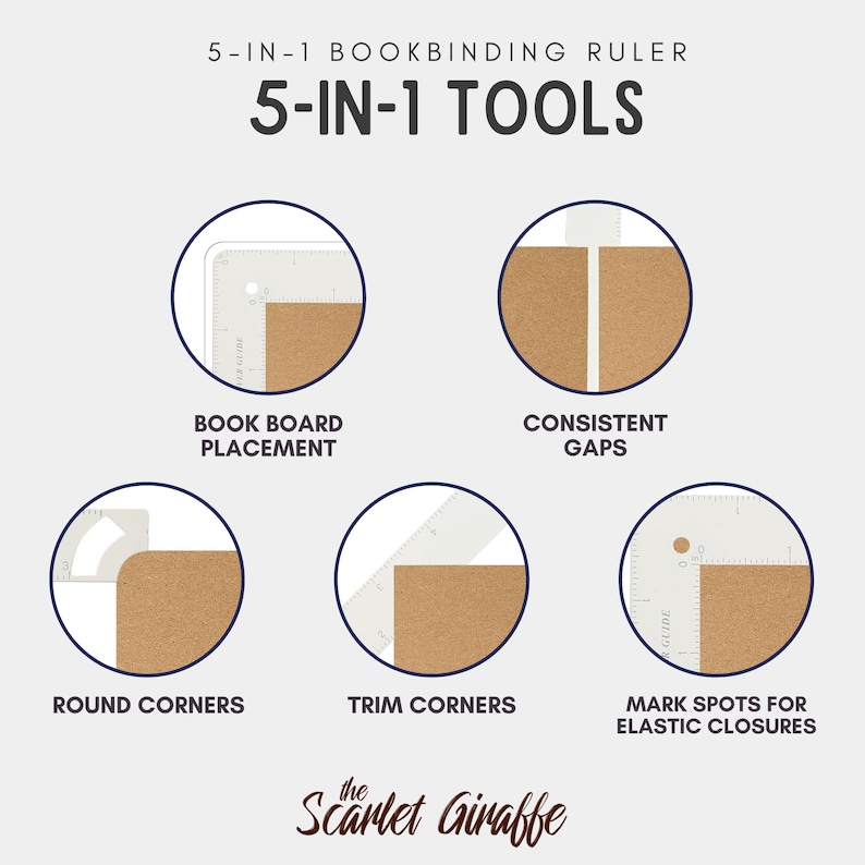5-in-1 Bookbinding Ruler Guide: Stainless Steel DIY Craft Tool - Etsy